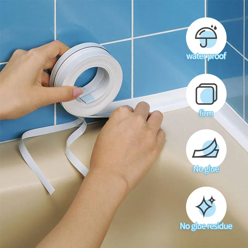 Bathroom Sealing Seal Strip Toilet Bath Shower Seal Tape Sink Edge Tape For Kitchen Pvc Self Adhesive Waterproof Wall Sticker