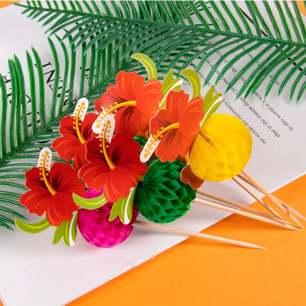 Tropical Hibiscus Cake Toppers 50-Pack for Summer Parties, Weddings ...