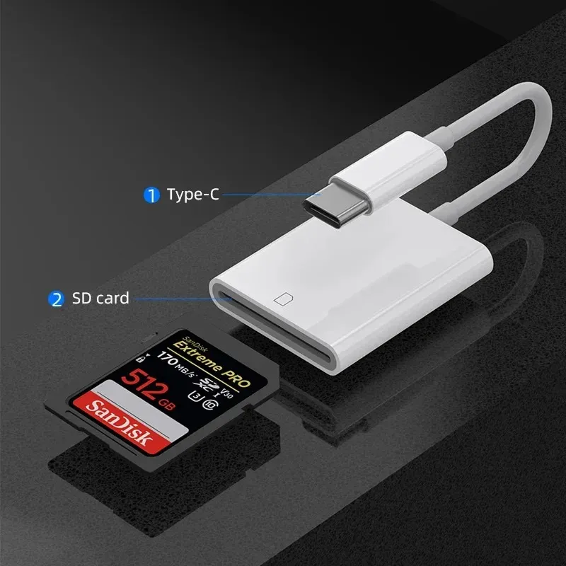 Type-C to SD/TF Card Reader Mini USB-C Splitter Adapter with OTG ...