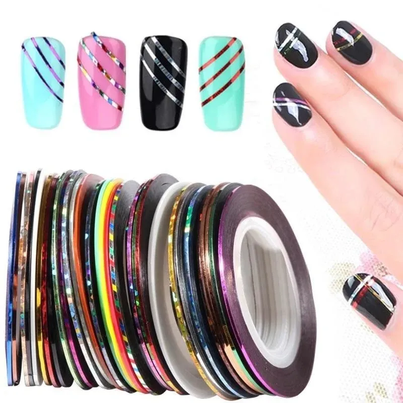 Pack 10 To 1 Multicolor Rolls Striping Tape Line Nail Art Decoration ...
