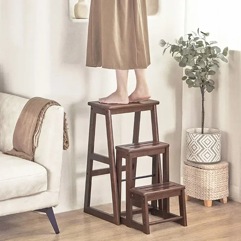 DHgate.com:Multifunctional Walnut Wood Folding Step Stool for Home and ...
