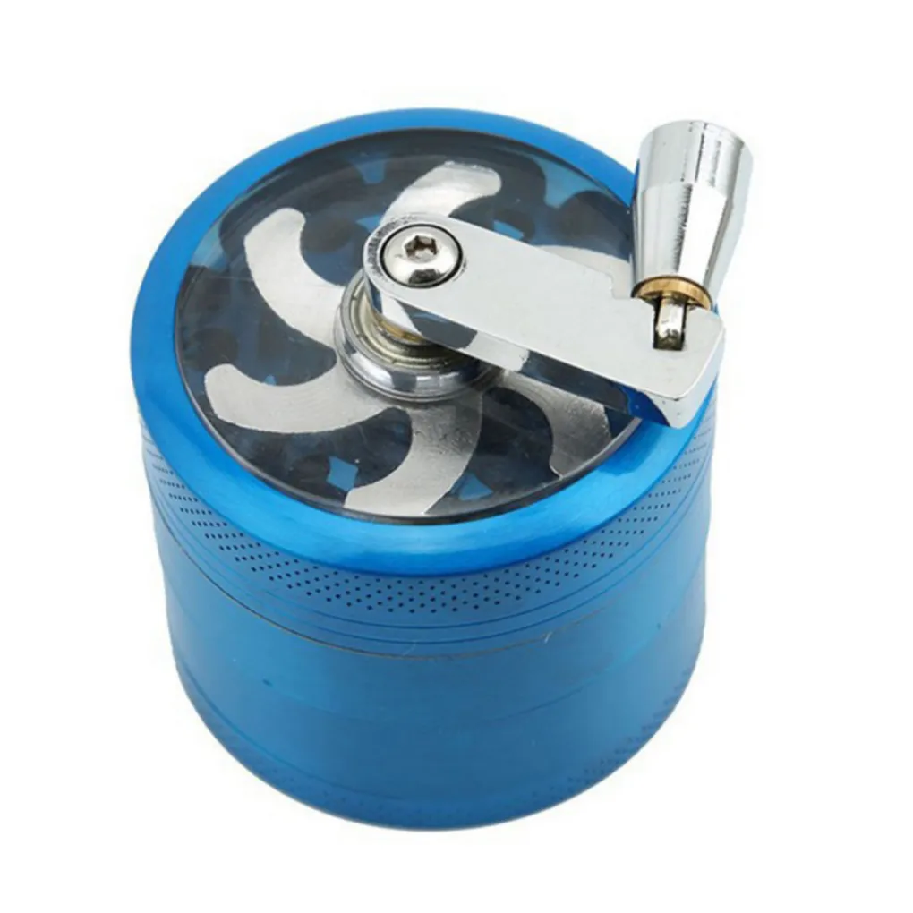 4-Layer Zinc Alloy Herb Grinder Portable Hand-Operated Tobacco Smoke ...