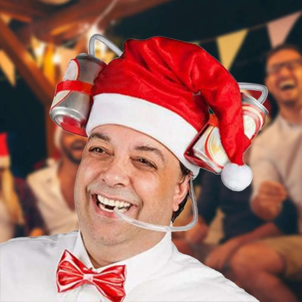 santa drinking hat