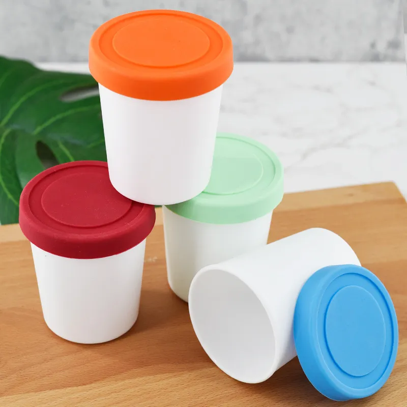 Premium Reusable container with ice with Silicone Lids - 2 Pack 1 Quart ...