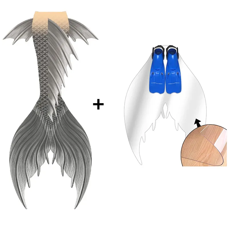 Mermaid Tail For Swimming Big Fluke Wet Suit With Monofin Fish Skin ...
