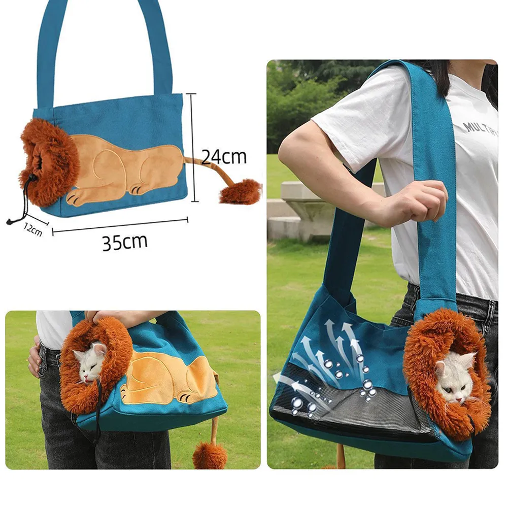 Pet Shoulder Carrying Bag Lion-Shaped Cat Carrier Portable Tote for ...