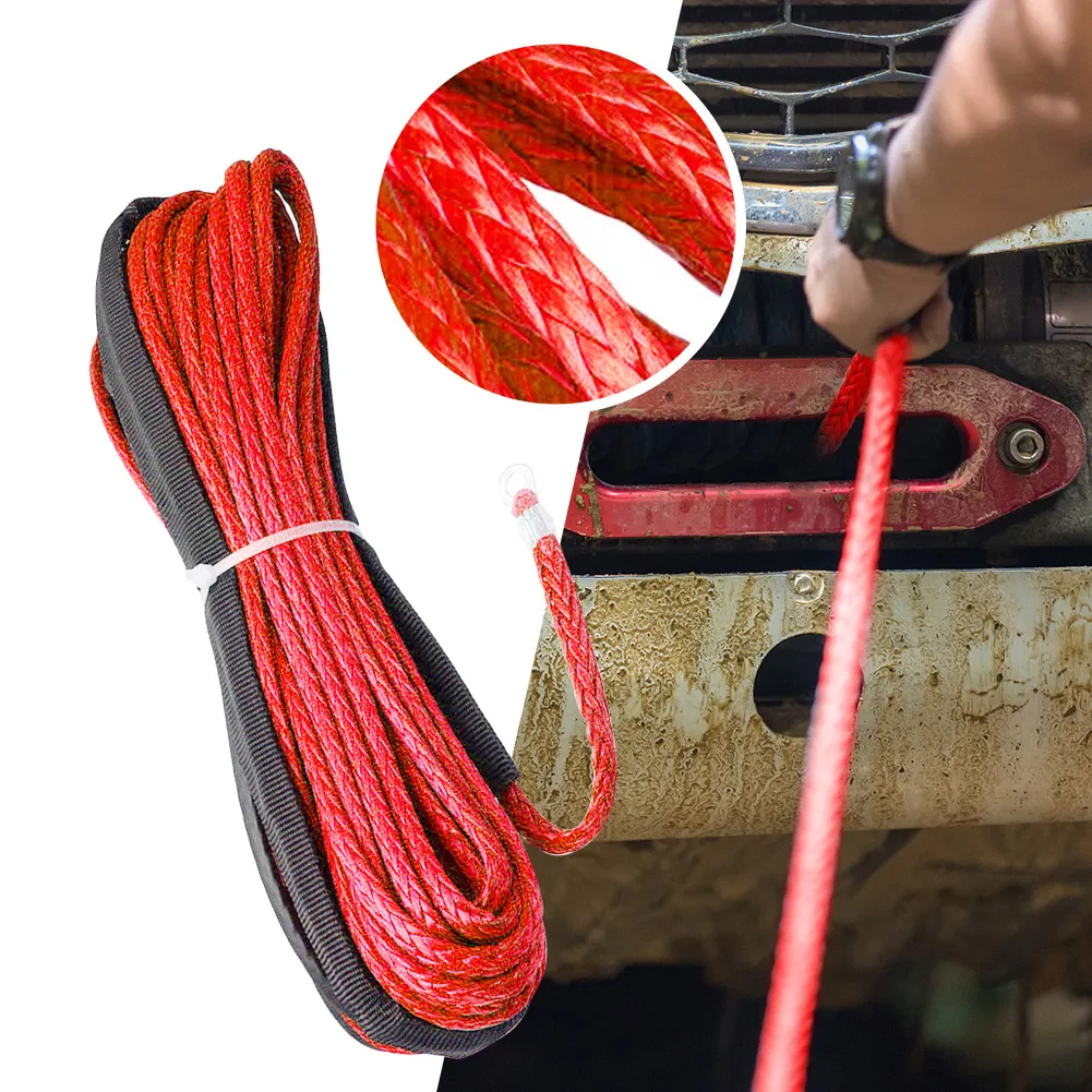 8mm Synthetic Towing Winch Cable Rope 15M 49.2 ft 7700 lbs Load for ATV ...
