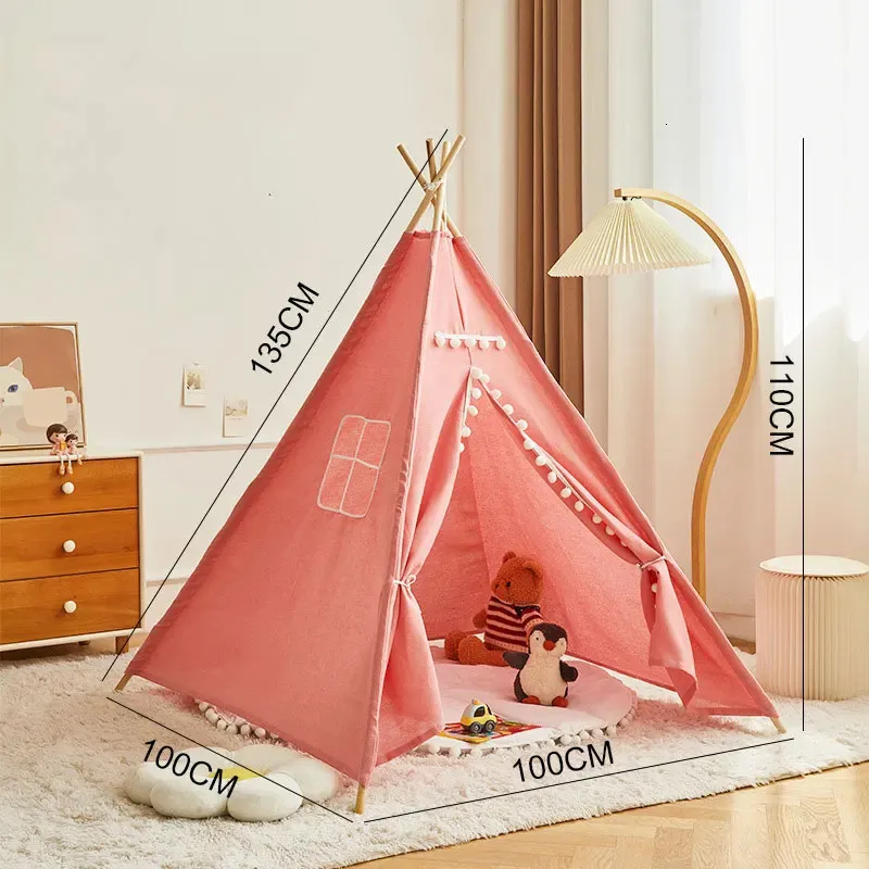 Cozy Kid's Play Tent: Portable Cotton Canvas Wigwam with Mat for Indoor ...