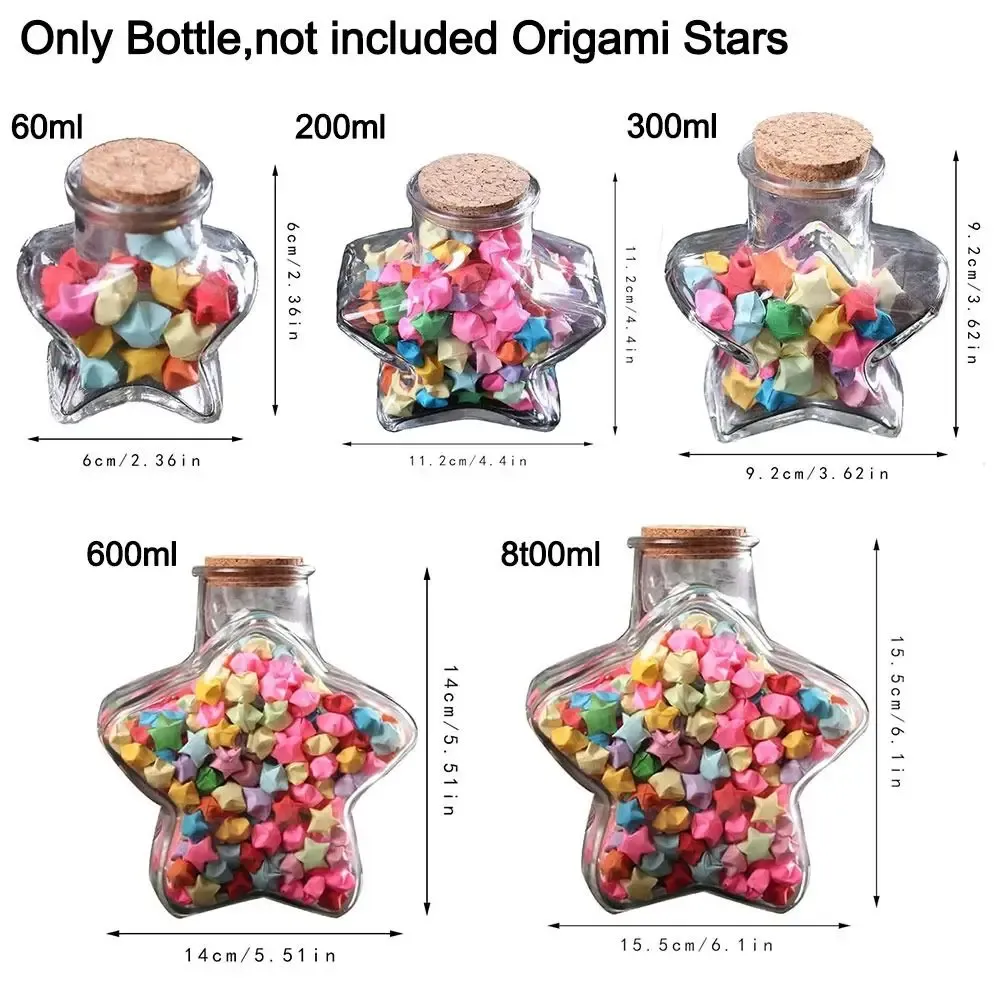 Origami Stars Glass Bottle Clear Wishing Bottle, Star Shape DIY Crafts ...