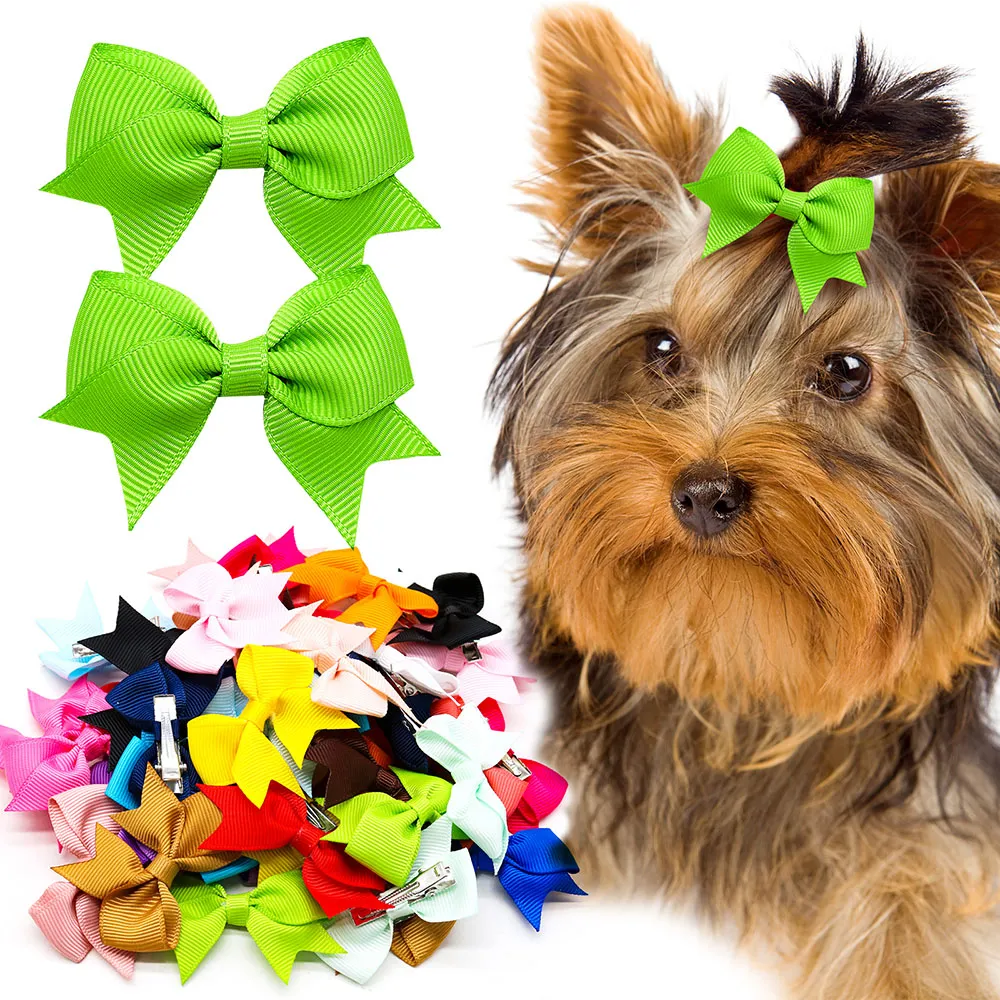 Cute Pet Hair Clips for Dogs and Cats, Solid Color Bow Hairpins ...