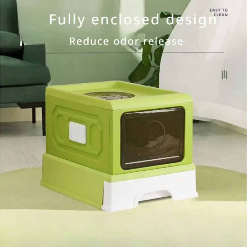 2024 Cat Litter Box - Extra Large Enclosed Sandbox with Spillproof ...
