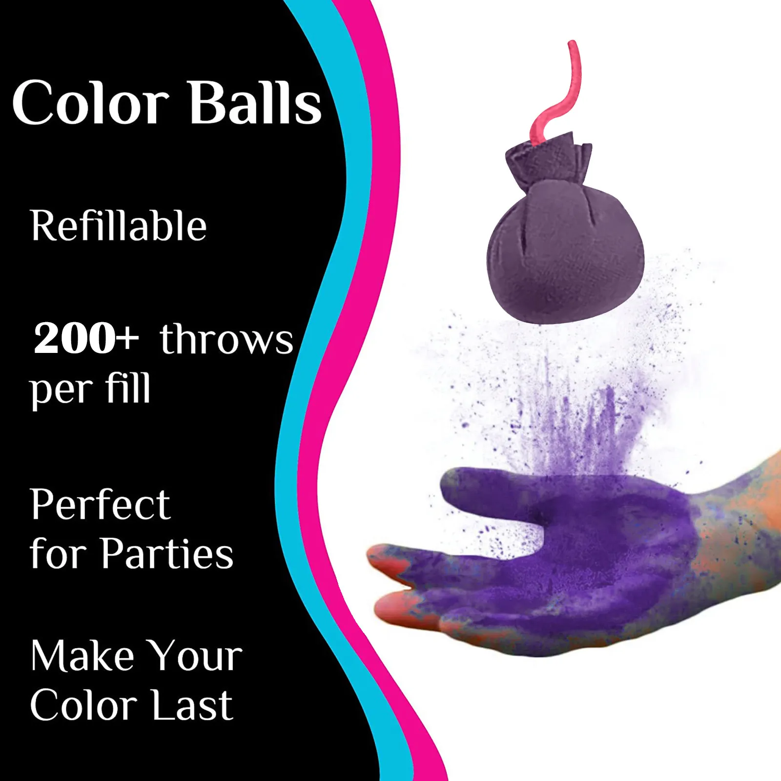 Refillable Holi Color Powder - 12 Vibrant Colors for Parties, Festivals ...