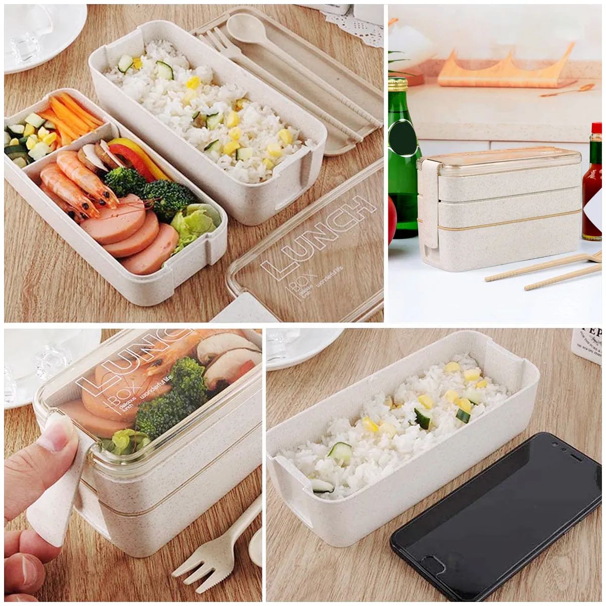 DHgate.com:3-Layer Bento Lunch Box 900ml with Airtight Lid, Microwave ...