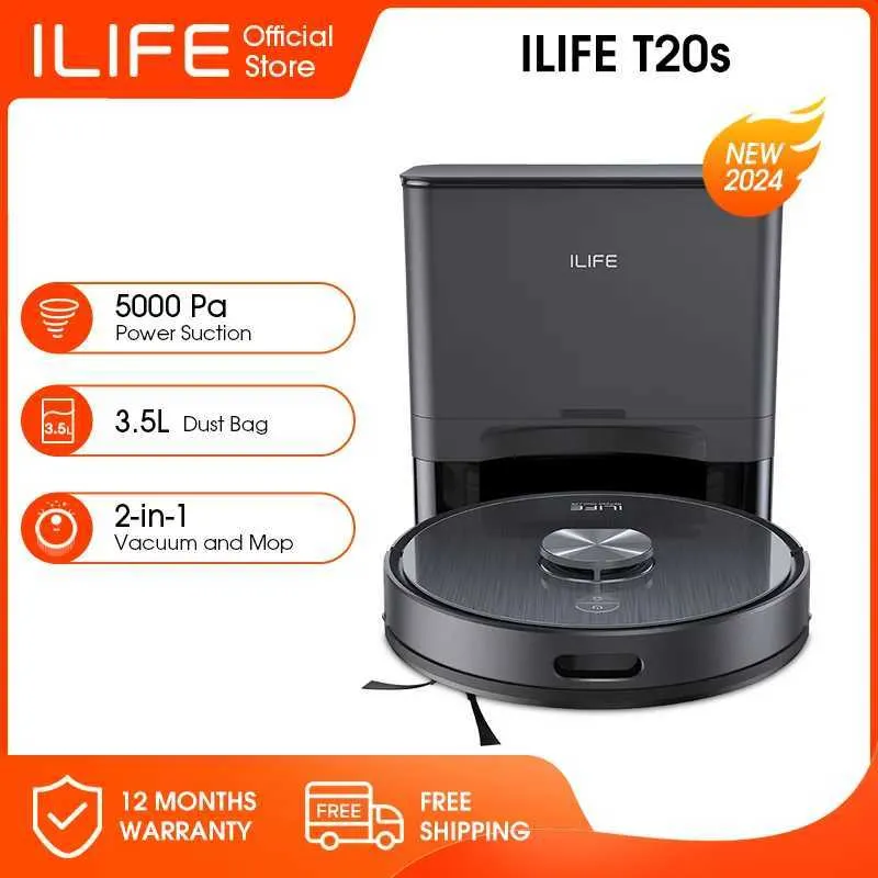 ILIFE T20S LDS Robot Vacuum Cleaner with 5000Pa Suction, Automatic Emptying Dock for 60 Days ...