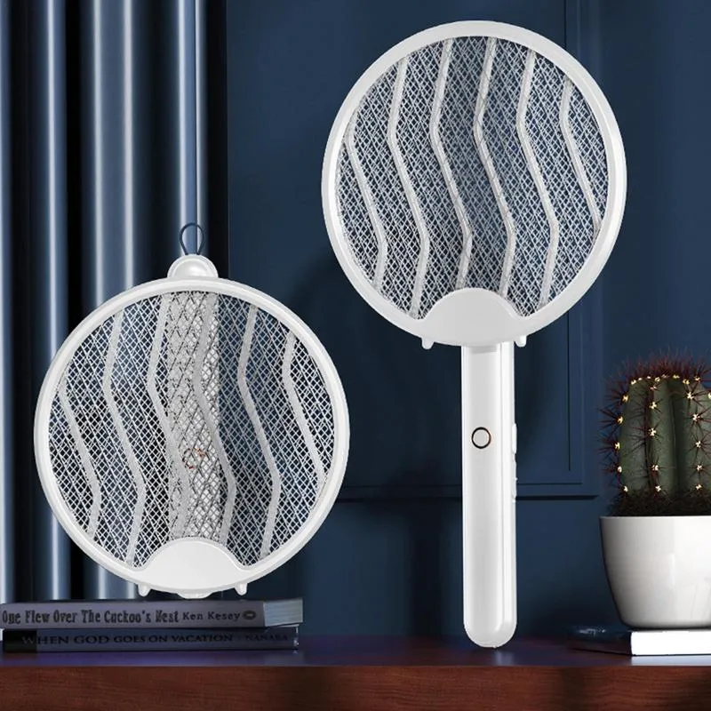 Electric Rechargeable Bug Zapper Racket with 2-In-1 Charging Base and ...