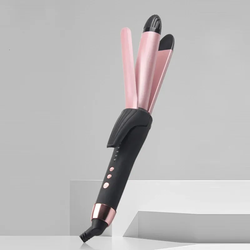 Ceramic Mini Hair Curler 2-in-1 Portable Cordless Flat Iron Rotating ...