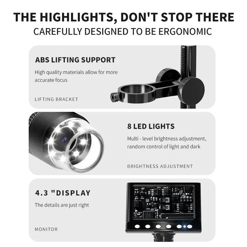 DHgate.com:Digital Microscope, RIEVBCAU DM7 2024 Version 1600X 4.3 Coin Microscope 960P Video ...