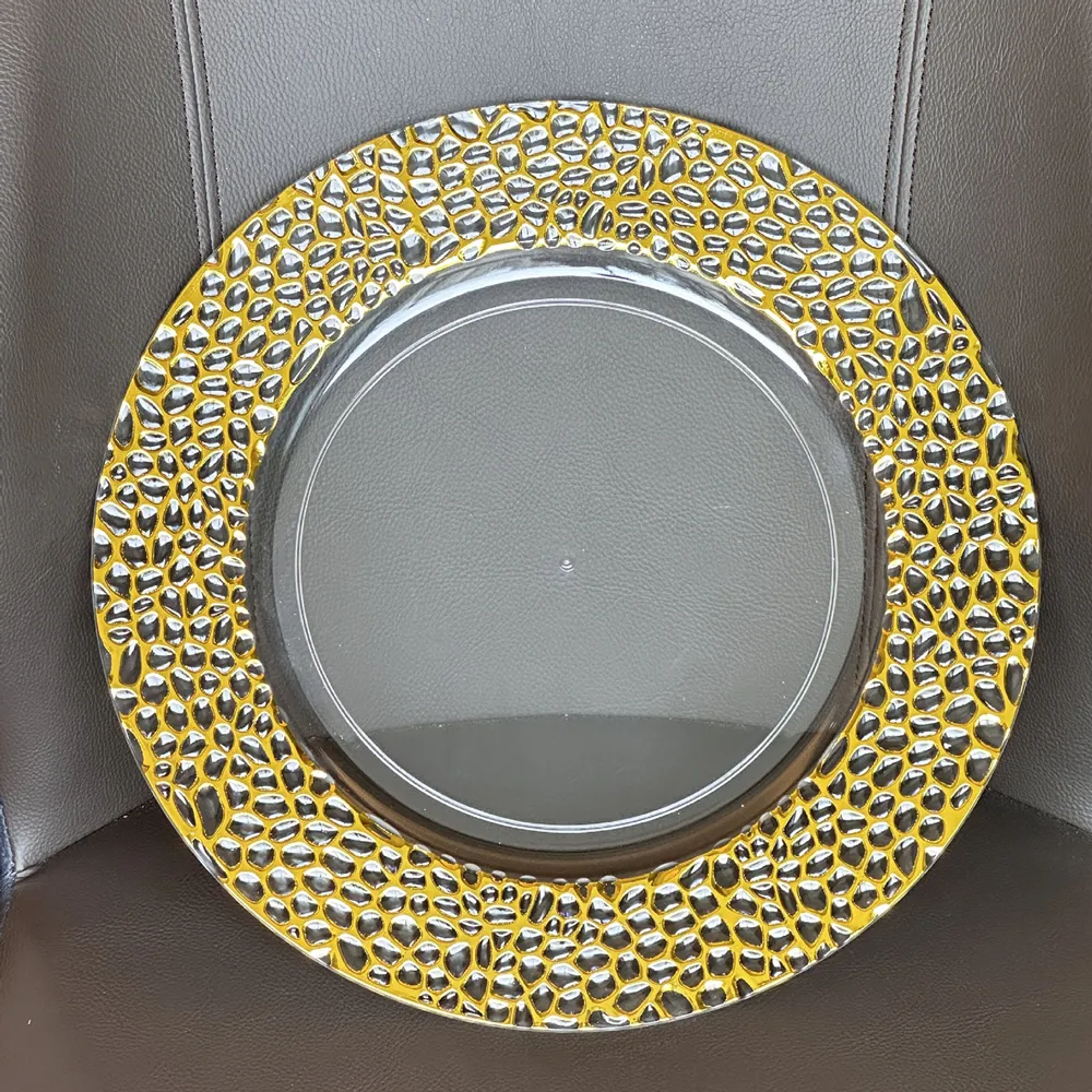 Clear Plastic Charger Plates Acrylic Round Dishes with Flower Patterns ...