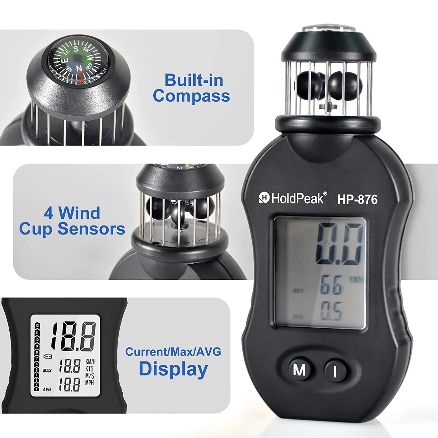 Holdpeak Digital Anemometer Wind Speed & Volume Meter for HVAC, Boating ...