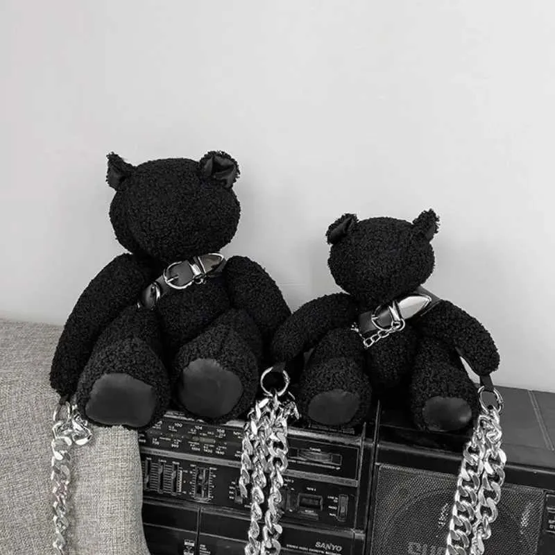 2024Kawaii Gothic Plush Backpack for Women, Cute Doll Bear Coin Purse ...