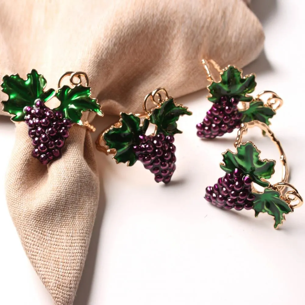Refreshing Purple Grape Napkin Rings Set of 2, Durable Metal Napkin ...
