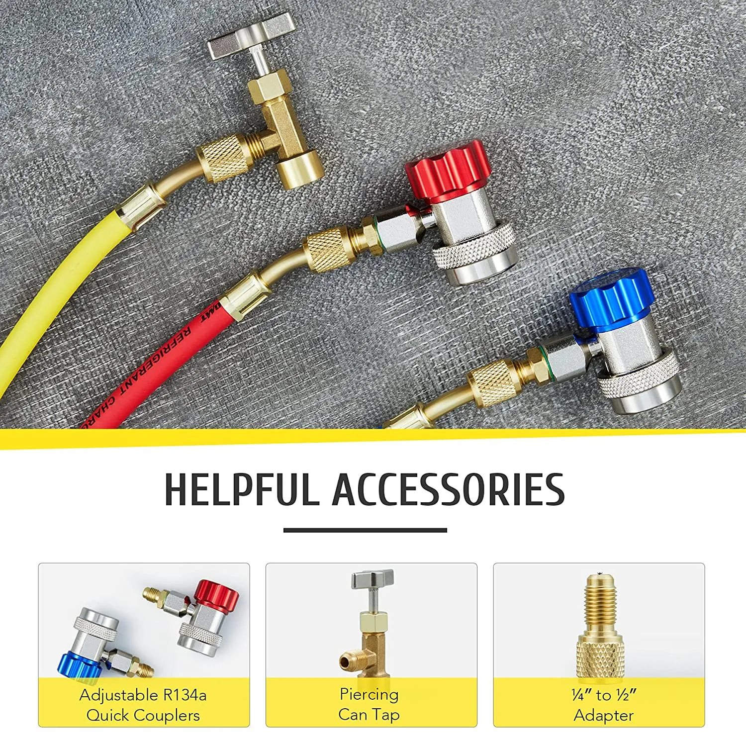 Pro AC Manifold Pressure Gauge Hose Kit for R-410A R-134a Refrigerant ...