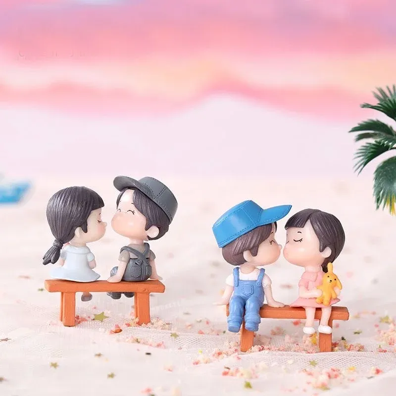 Miniature Couple Kiss Dolls Landscape Ornaments Set PVC Fairy Garden ...