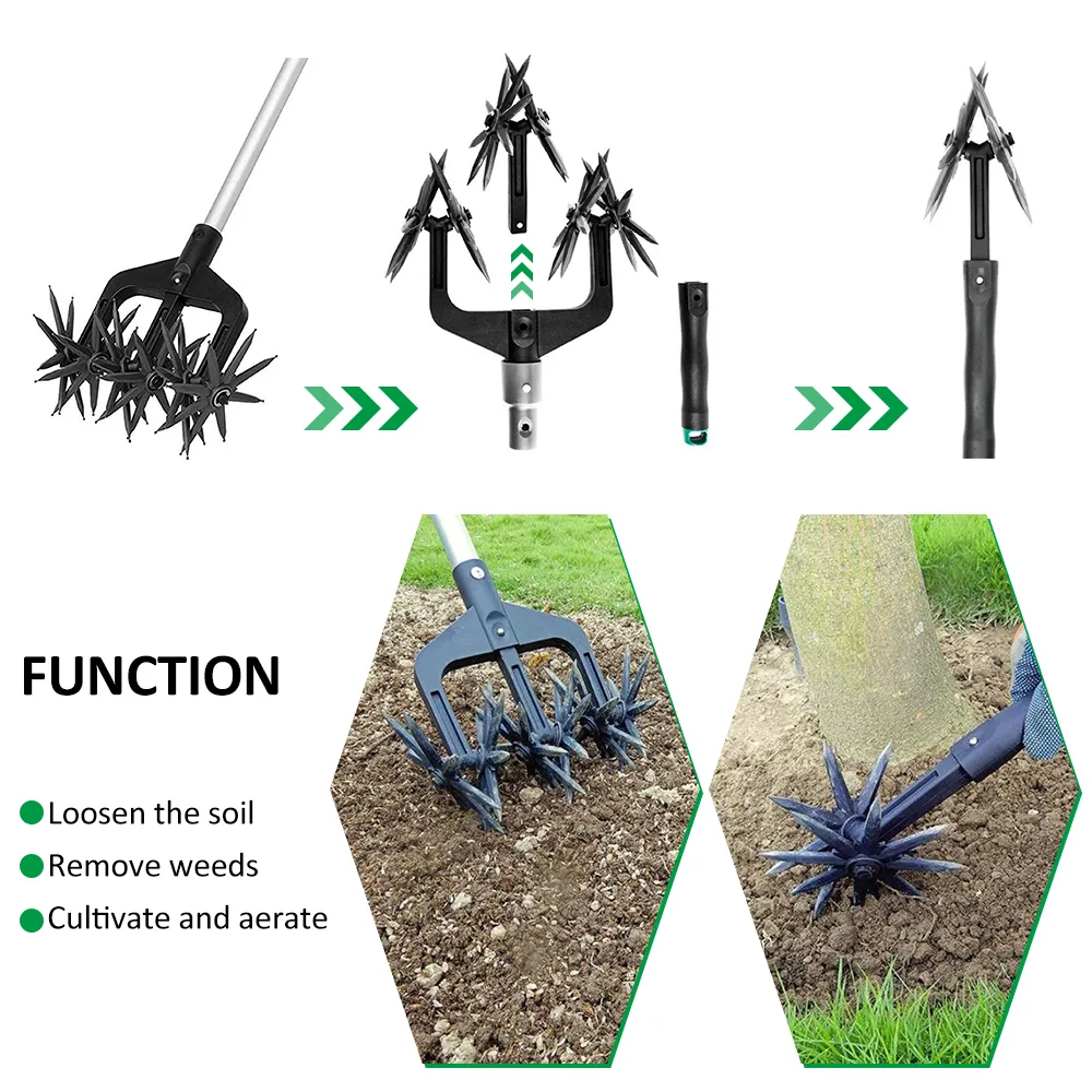 Handheld Garden Cultivator Tool Set: Detachable Tines, 2 In 1 Soil ...