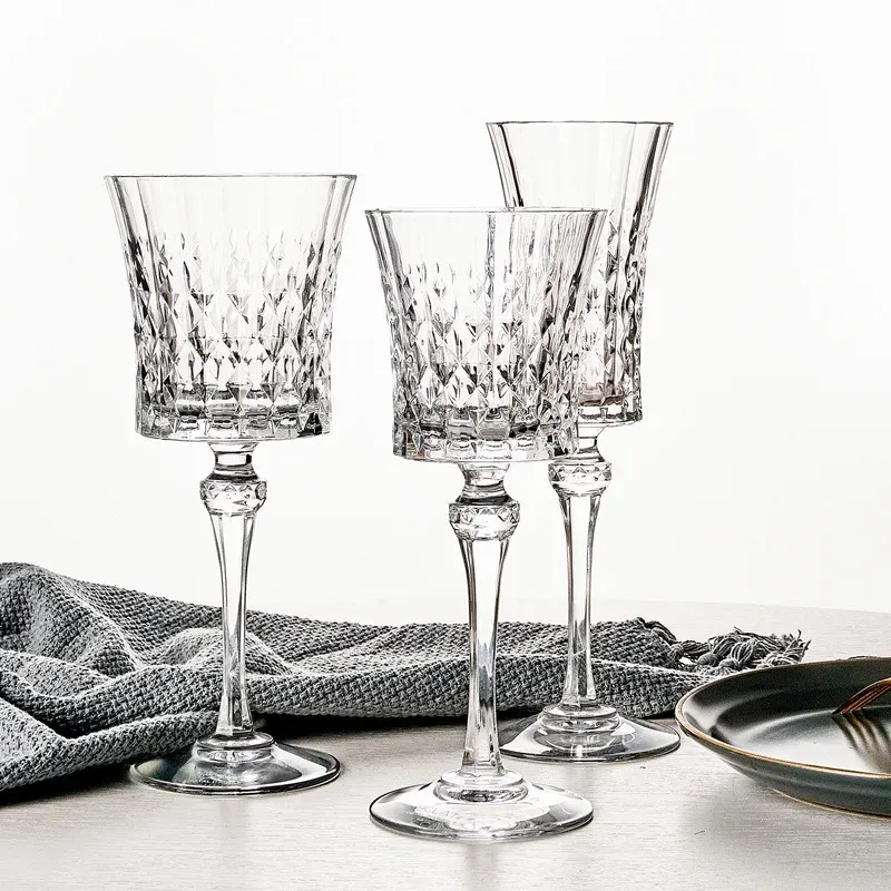 Crystal Retro Goblets: Diamond-Carved Luxury Glassware for Elegant ...