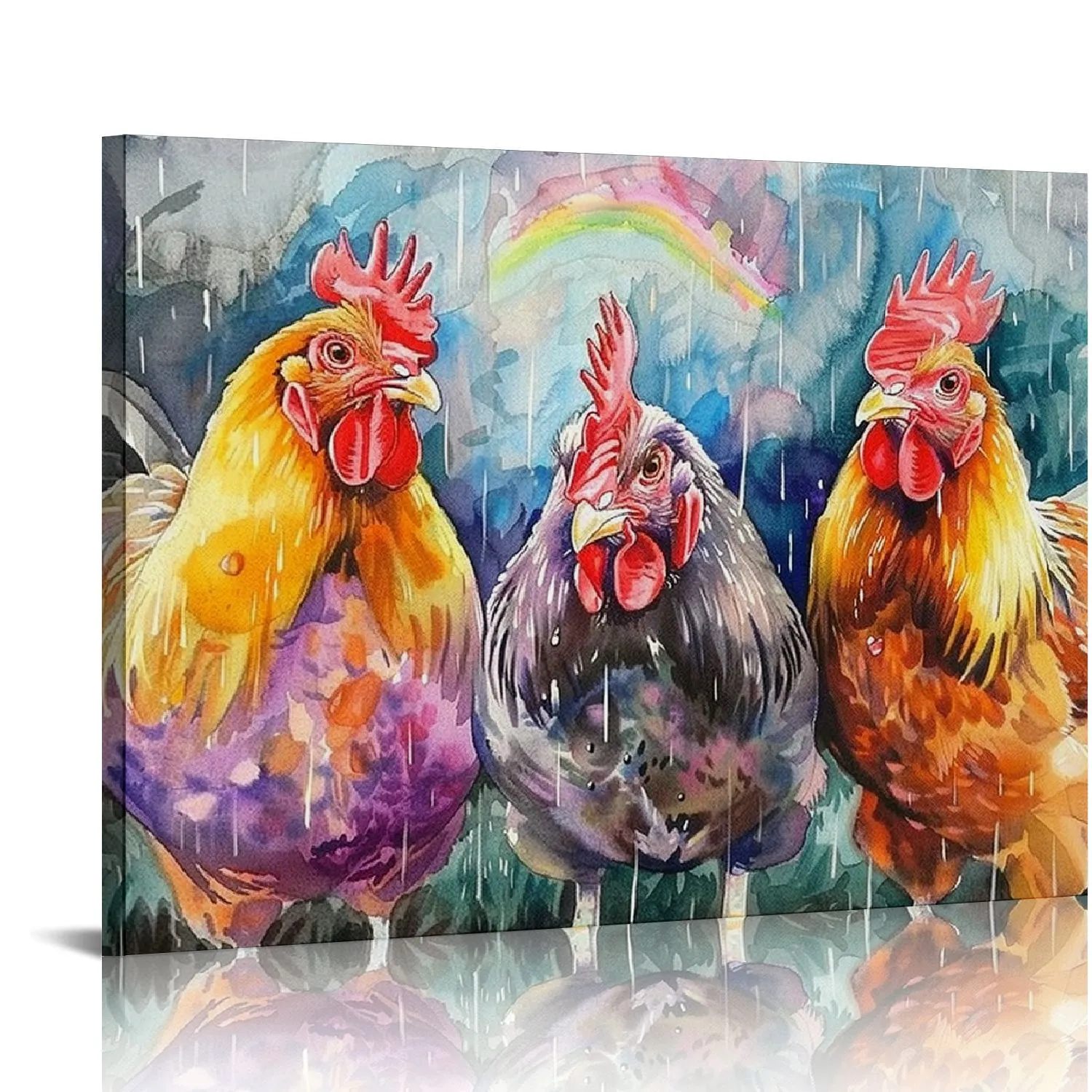Vintage Farmhouse Rooster Print Wood Framed Canvas Artwork For Easy ...