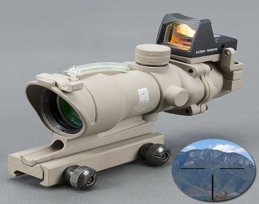 Trijicon ACOG 4X32 Tan Tactical Real Fiber Optic Green Illuminated ...