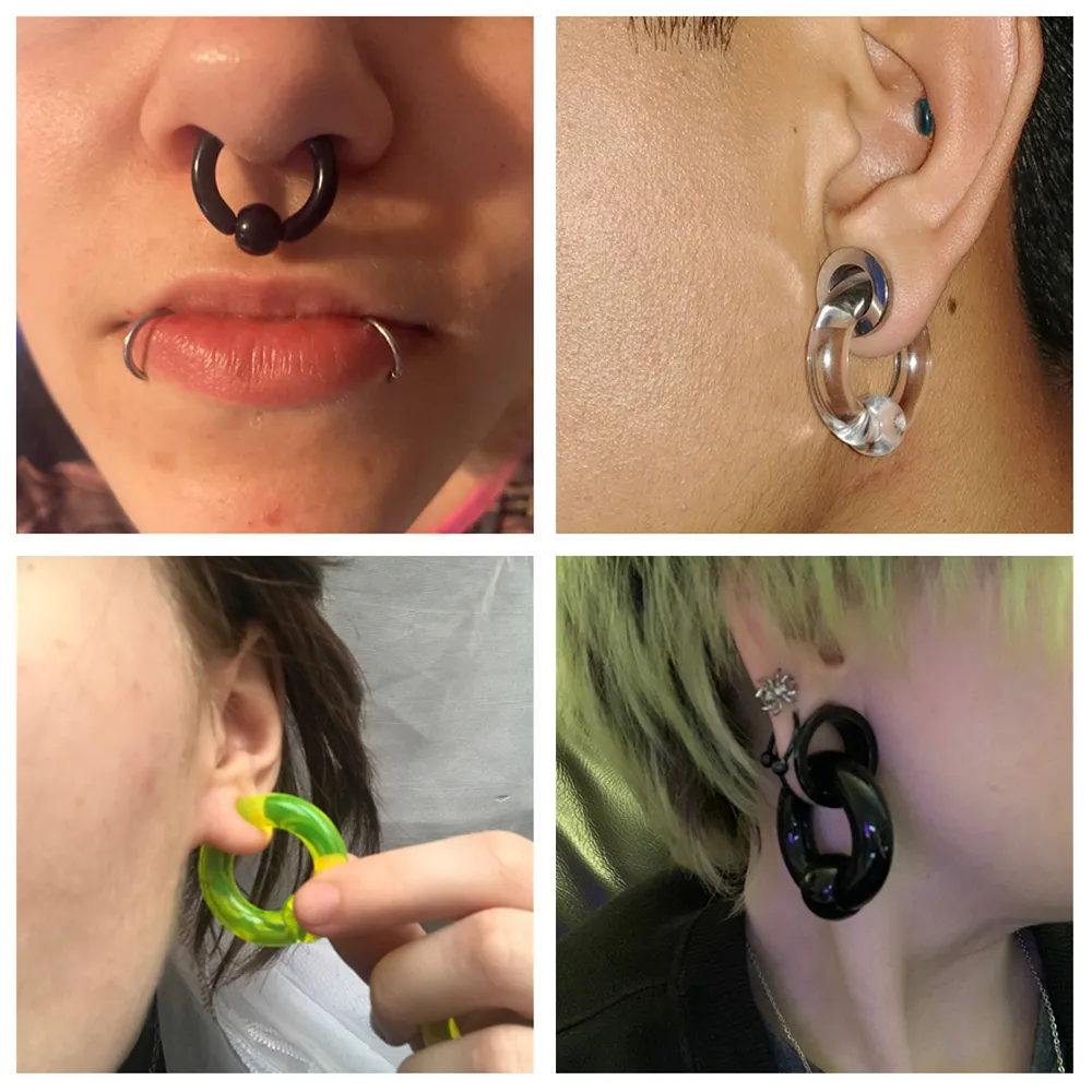 Acrylic Captive Bead Ring for Ear, Nose, Septum Piercing - Large Gauge ...