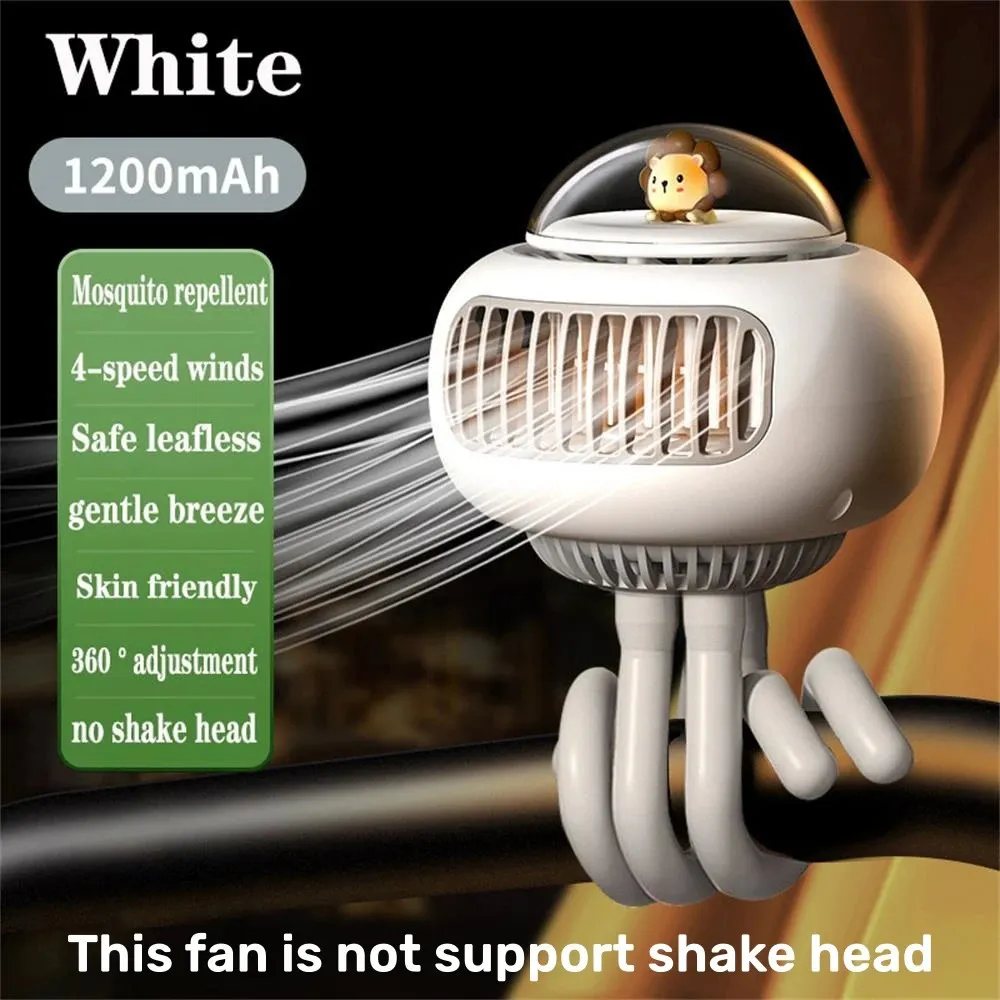 Portable Baby Stroller Fan Octopus USB Rechargeable 3600mAh Shake Head ...