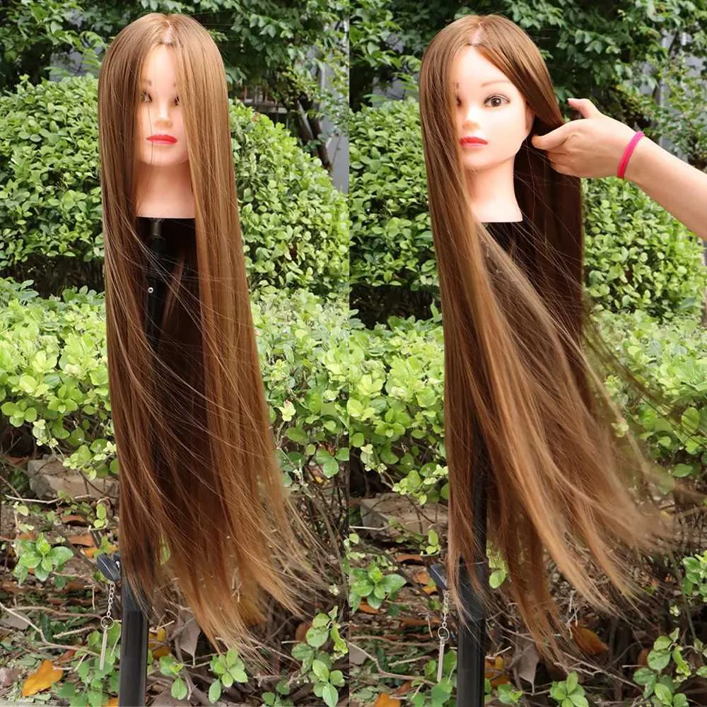 DHgate 마네킹 헤드 80cm 30 인치 합성 모발을 가진 전문 미용 훈련 헤드 스타일링, 절단 및 브레이딩에 이상적 | ₩ ...