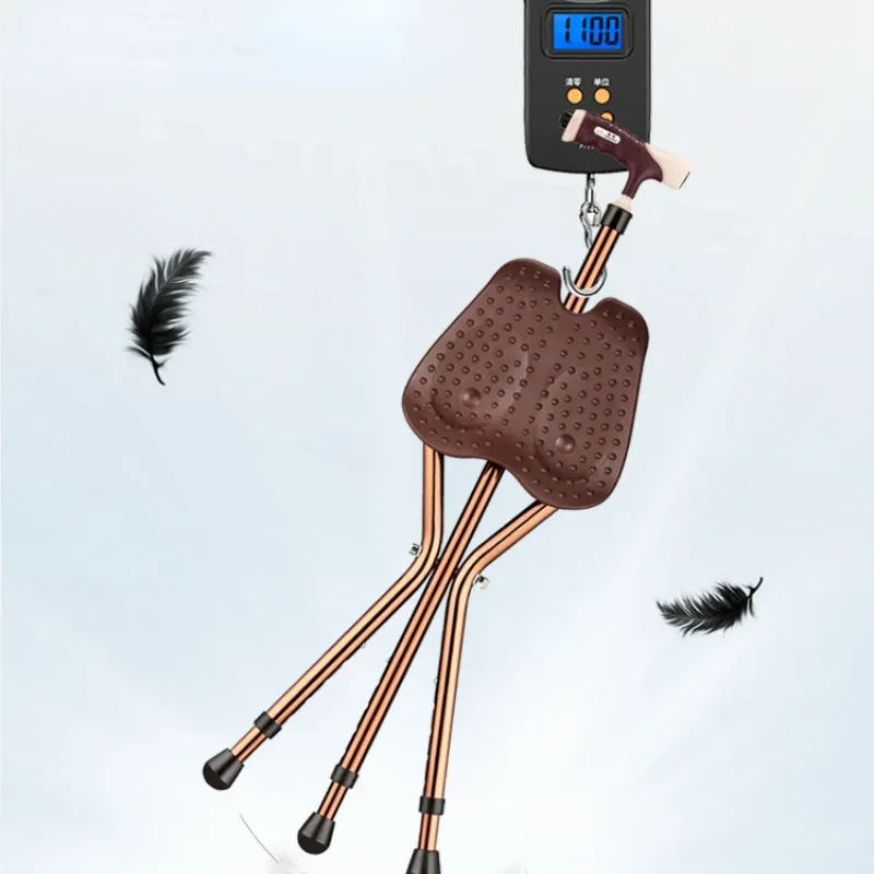 Folding Aluminum Walking Stick With Seat Comfortable Grip Non Slip Cane ...