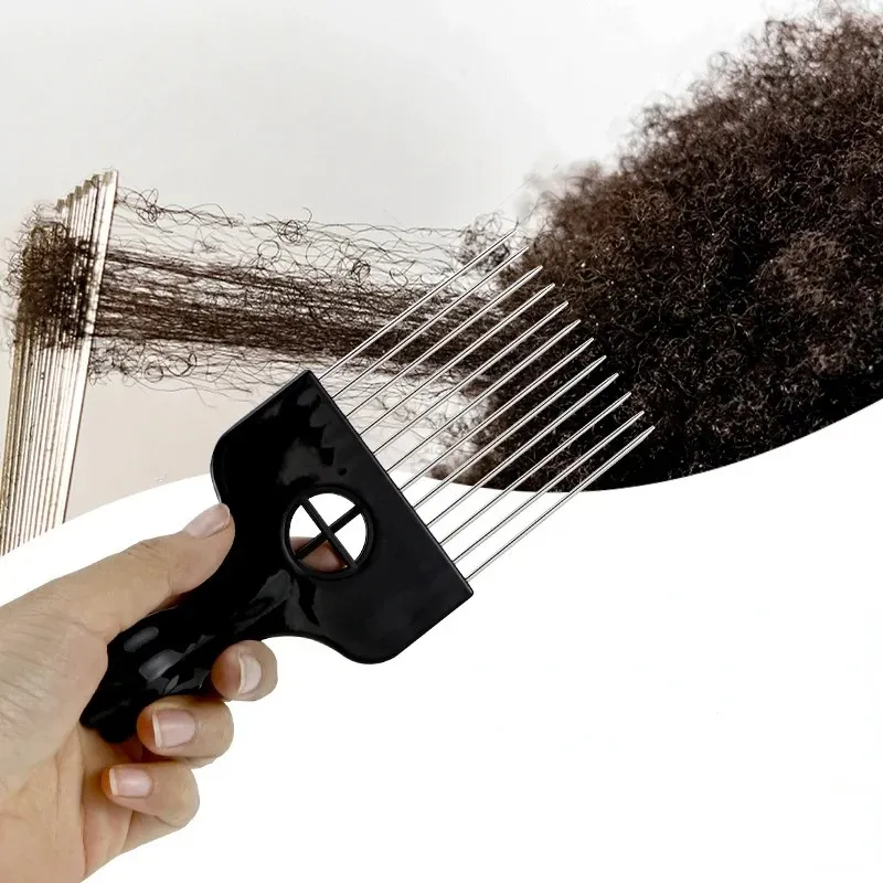 Black Metal Wide-Tooth Afro Pick Comb for Voluminous Styling and ...