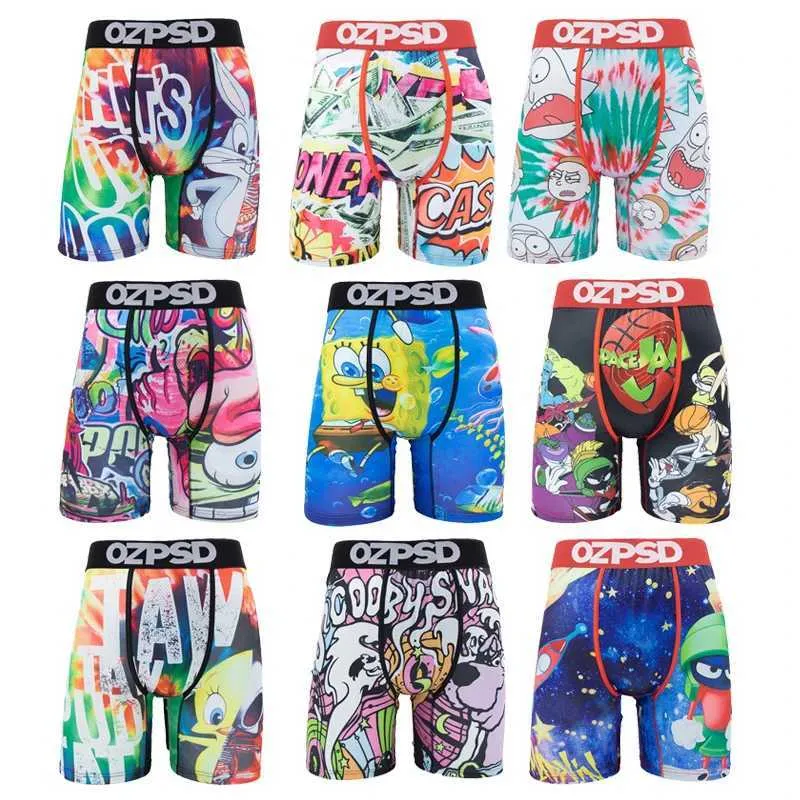 OZPSD Men's Breathable Cotton Boxer Briefs with Unique Prints, Multi ...