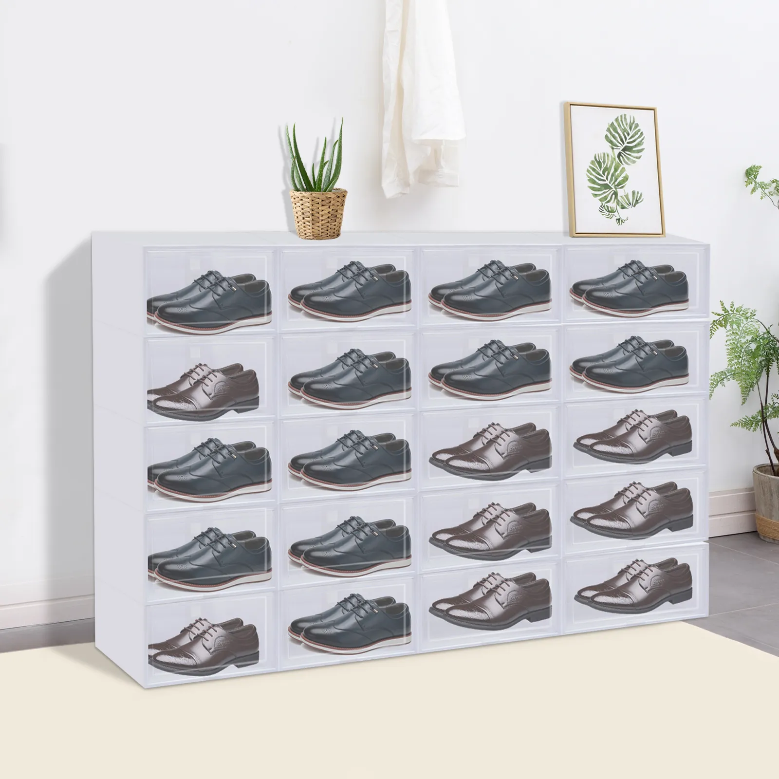 Clear Shoe Rack Stackable Plastic Shoe Boxes, Transparent Shoe Display ...