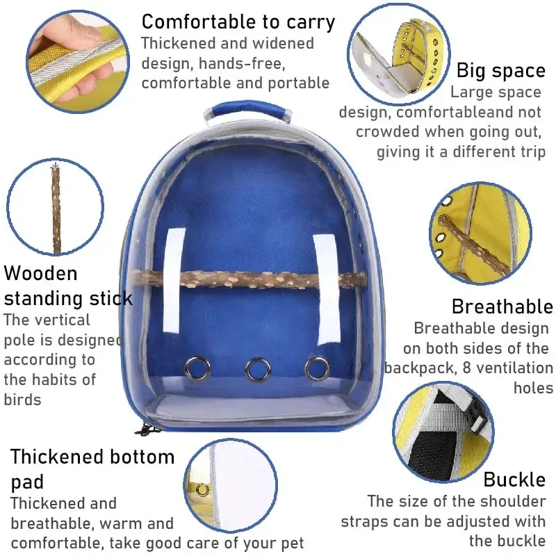 Breathable Adjustable Bird Carrier Backpack With Perch Stand For Travel ...
