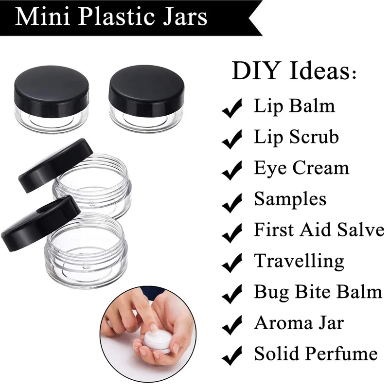 Clear Acrylic Round Jars with Lids - Empty 2g, 3g, 5g, 10g, 15g, 20g ...