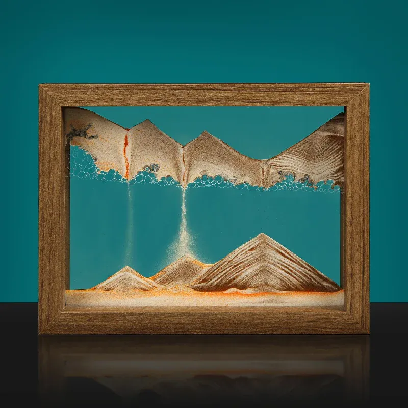 3D Rotatable Sandscape Quicksand With Liquid Hourglass And Wooden Frame ...