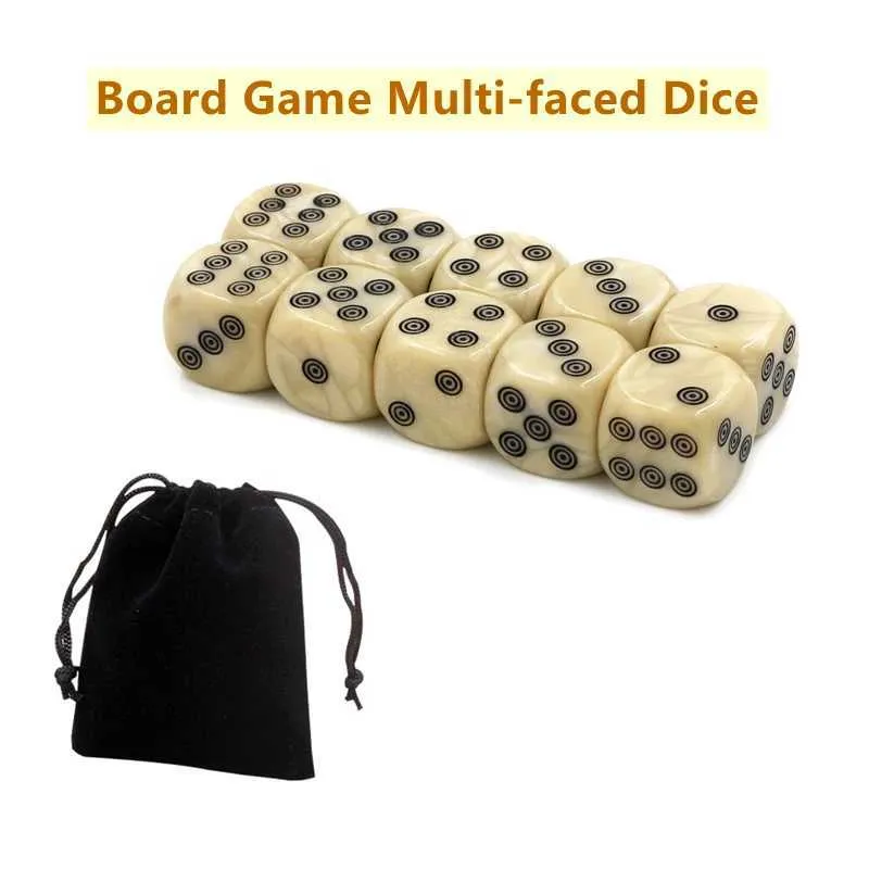 Dice Games 10/16mm Acrylic Ivory Six-Sided Dice with Storage Bag for ...