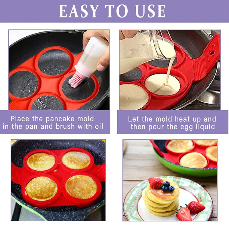 Seven Hole Round Silicone Egg Omelet Mold with Star and Heart Shapes ...