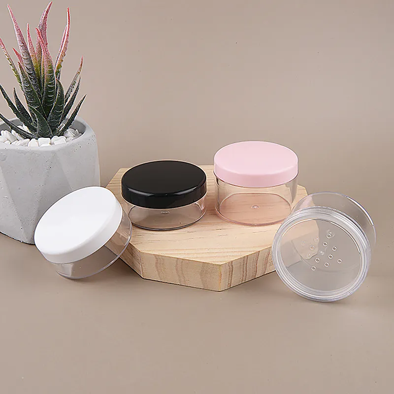 50g Plastic Loose Powder Jar with Sifting Lid- Portable Travel Empty ...