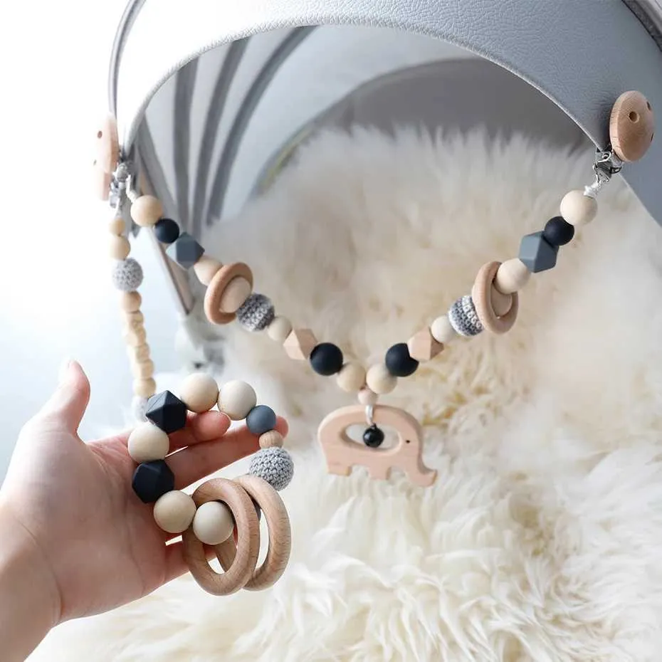 Wooden Teether Pacifier Clip Set: Personalized Silicone Beads for Baby ...