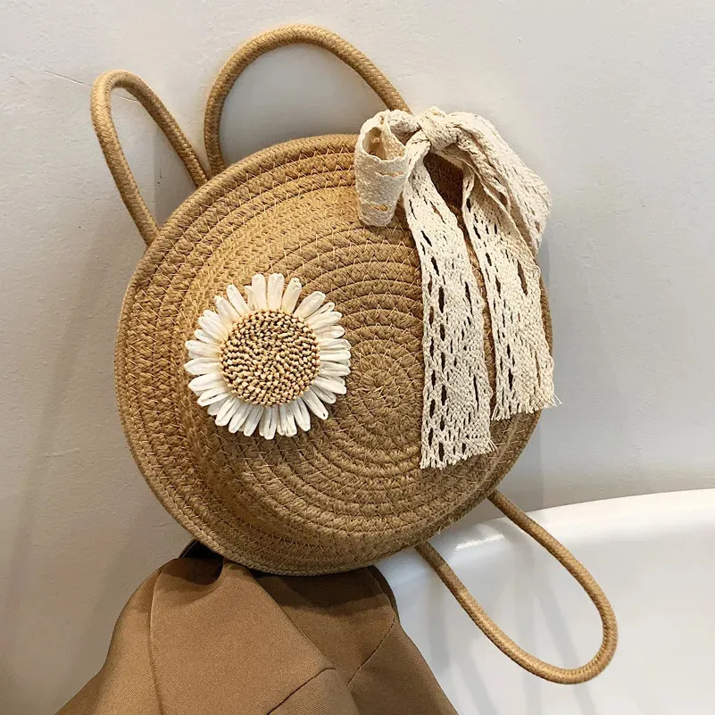 Fabric Straw Woven Drawstring Handbag for Women Small Straw Shoulder ...