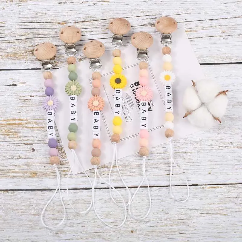 DHgate.com:Personalized Silicone Daisy Pacifier Chain Set with 5 ...