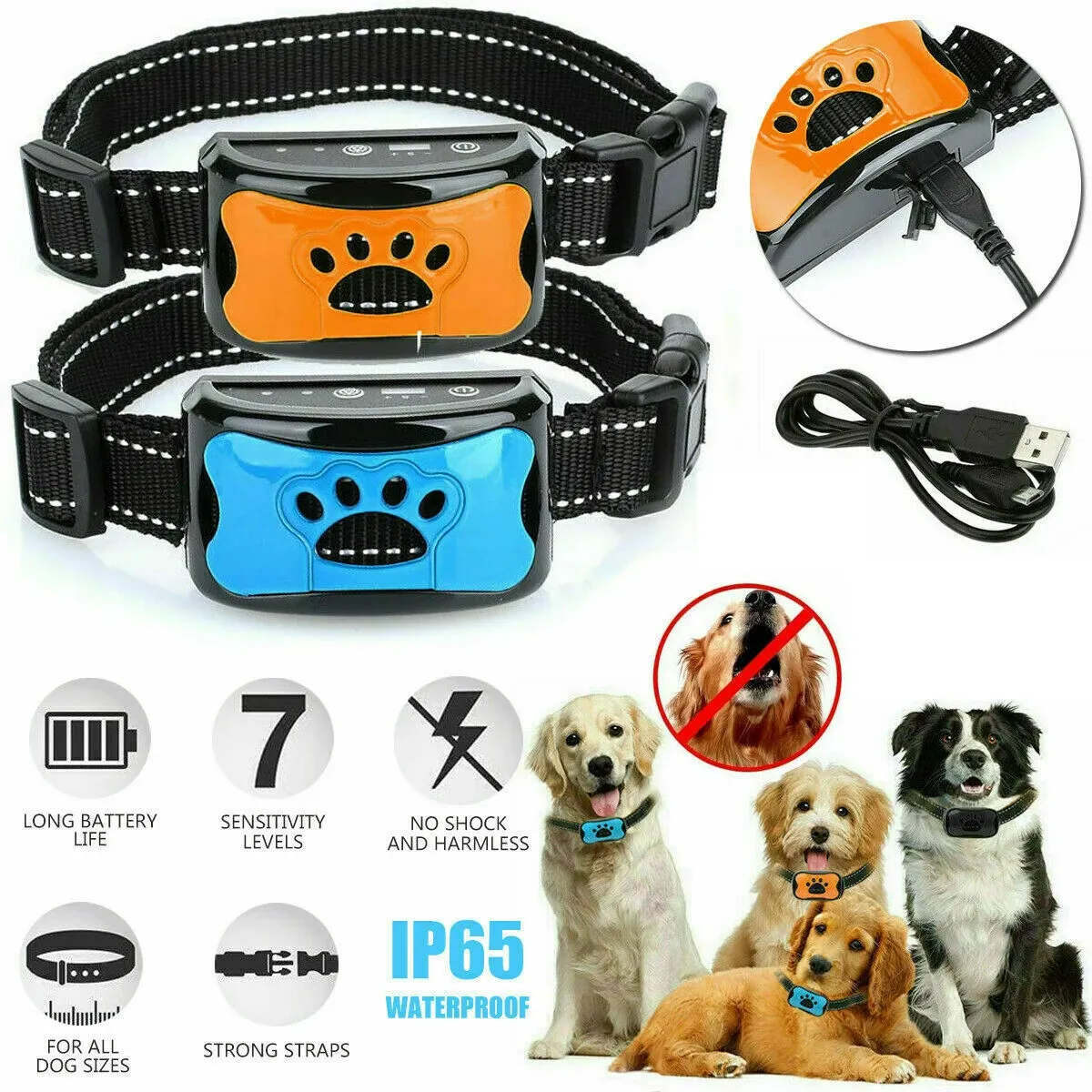 Dog Shock Collar Baweave 3pcs Bark Dog Training Collars Anti Bark ...