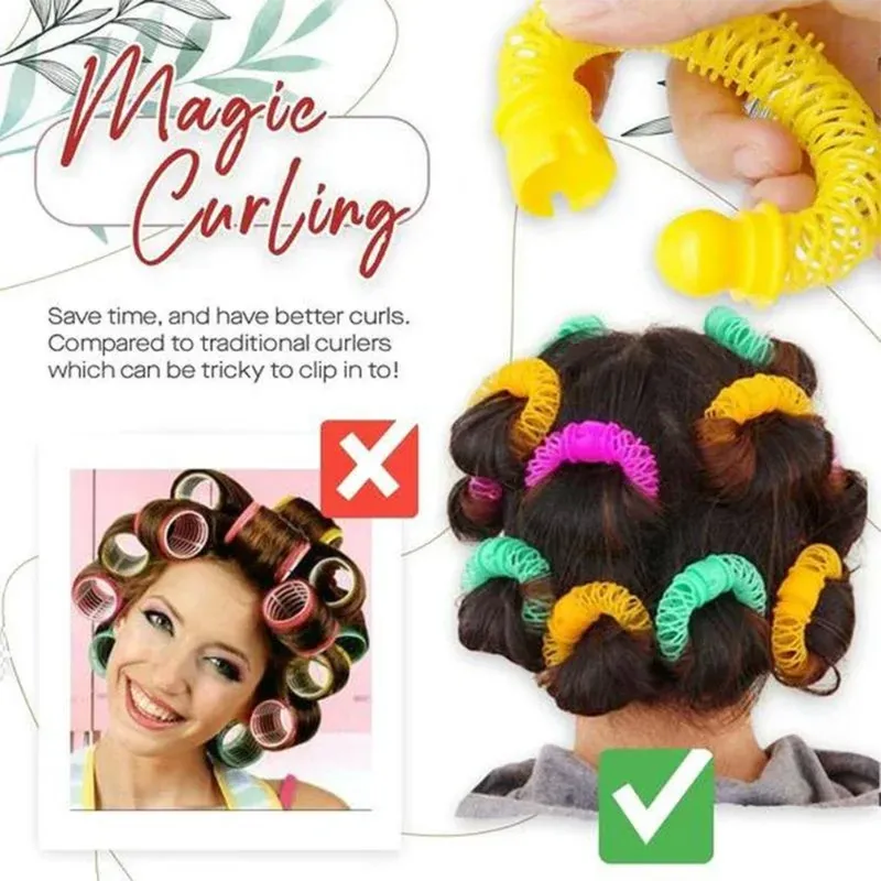 Bendy Hair Curlers Flexible Silicone Hair Styling Rollers No Heat ...