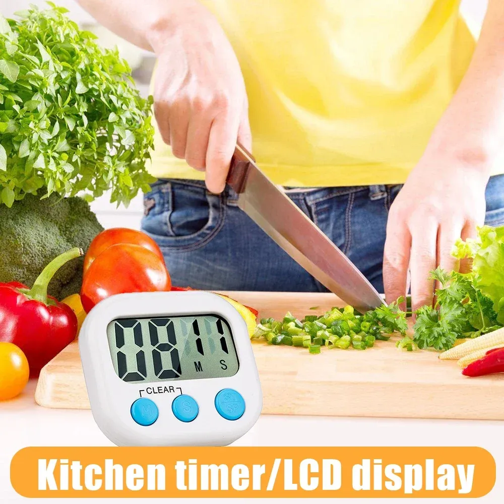 Digital Kitchen Timer with Large LCD Display, Loud Alarm, Magnetic Backing & Stand - Perfect for ...